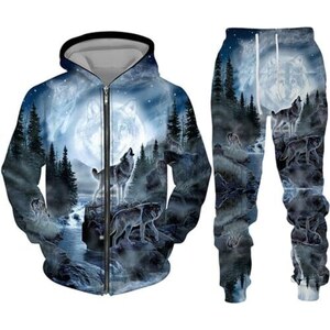 RIAAJ Set di 2 tute da jogging da uomo, con leone, lupo, Wolf3., XXXXL ...