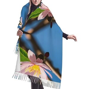 SSIMOO Scialle con frange in finto cashmere con scheletro di rosa viola ...