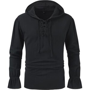 LATH.PIN Uomo Pirata Camicia Costume Vampiro Rinascimento Vittoriano Camicia Gotica Corsaro con ...