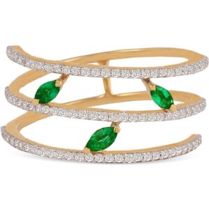 House of Meraki Anello in oro giallo 18kt Julia con smeraldo e diamanti ...