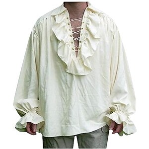 ORANDESIGNE Camicia da Pirata da Uomo Vampiro Rinascimentale Steampunk Gotico Increspato Costume ...