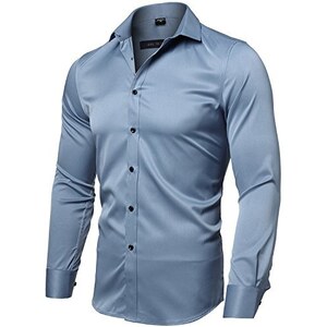 INFLATION Camicia Elastica Uomo, Manica Lunga, Slim Fit, Casual/Formale Sia Disponibile, più ...