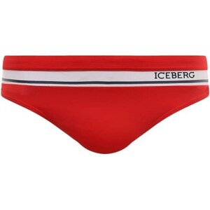 Iceberg costume slip rosso uomo con fascia bianca frontale con logo ...