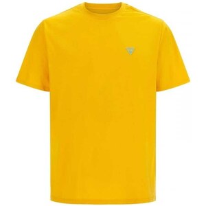 Guess tshirt giallo uomo in cotone con logo sul petto - Stileo.it
