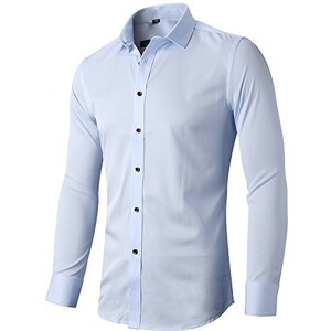 INFLATION Camicia Elastica Uomo, Manica Lunga, Slim Fit, Casual/Formale ...