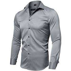 INFLATION Camicia Elastica Uomo, Manica Lunga, Slim Fit, Casual/Formale ...