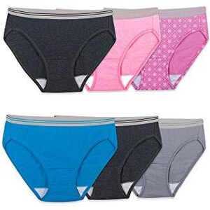 Fruit of the Loom Women's 6 Pack Heather Bikini Panties, Assorted, 6 ...