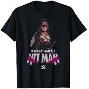 WWE Bret Hart Hit Man Fierce Poster Centered Design Maglietta - Stileo.it