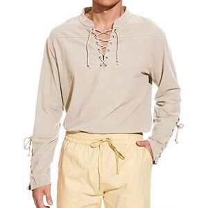 Durio Camicia da uomo medievale – Costume Viking con lacci, costume da uomo rinascimentale ...
