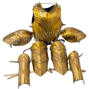 HISTORIC HANDICRAFT Spallacci medievali in ottone anticato per armatura ...