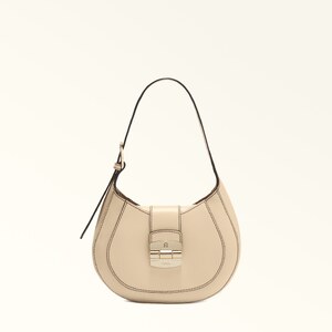 Furla Club 2 Borsa A Spalla Grano Beige Pelle Di Vitello Morbida ...