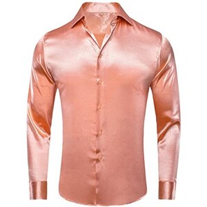 Disimlarl Camicia da uomo in seta satinata tinta unita camicia formale ...