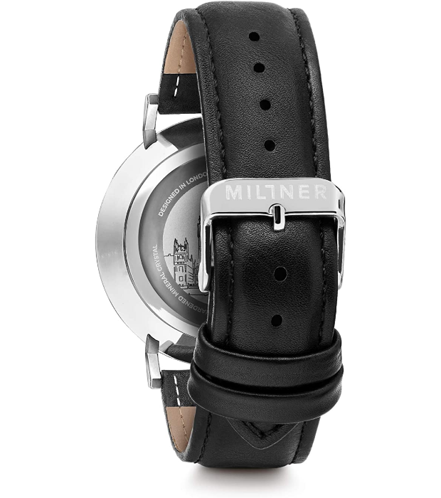 Orologio uomo Millner Hallfieeld Silver Black in acciaio e pelle ...