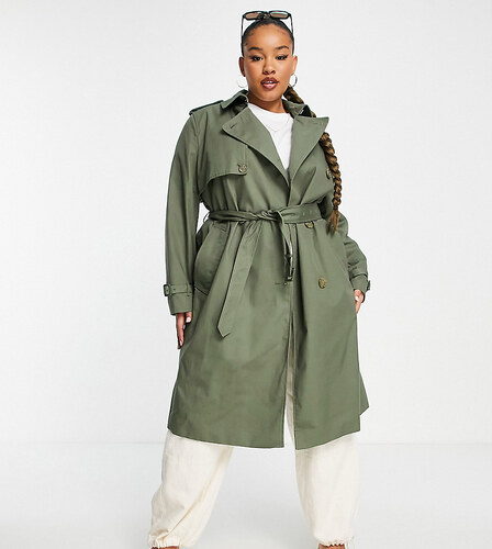 Mango Curve - Trench oversize kaki-Verde - Stileo.it