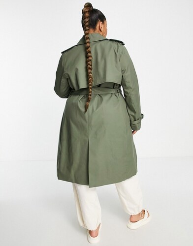Mango Curve - Trench oversize kaki-Verde - Stileo.it