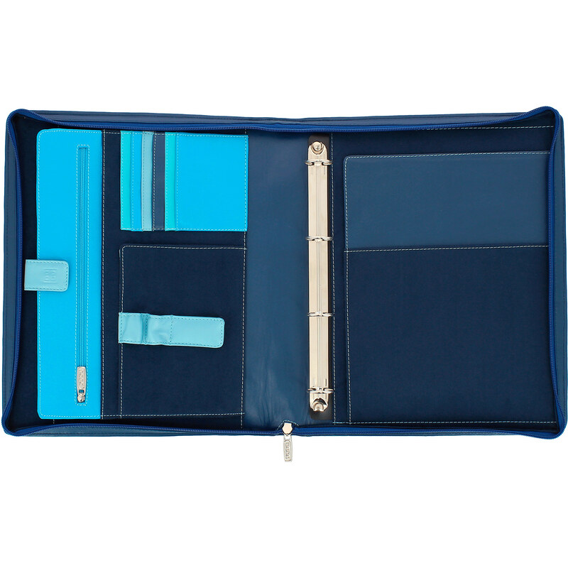 DUDU Cartella Portadocumenti A4 con Anelli in Vera Pelle con Maniglia ...