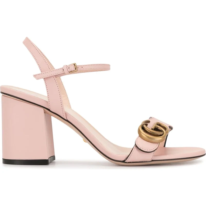 Gucci Sandali con tacco largo GG Marmont - Rosa - Stileo.it
