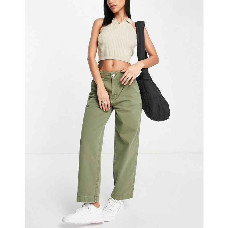 Pull&Bear - Pantaloni dad cargo kaki-Verde - Stileo.it Pull&Bear - Pantaloni dad cargo kaki-Verde - Stileo.it