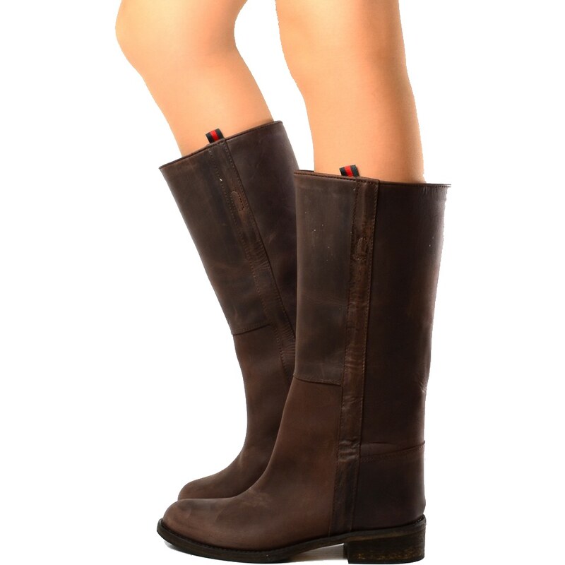 KikkiLine Stivali Camperos Alti Donna Western WildGirl Pelle Vintage ...