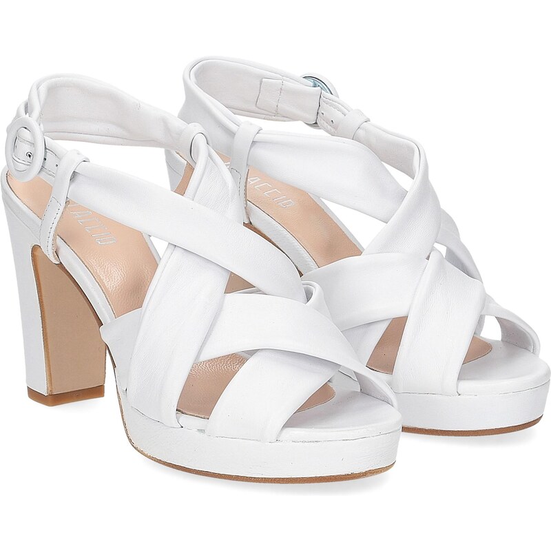 Il Laccio sandalo pelle bianca 9cm - Stileo.it