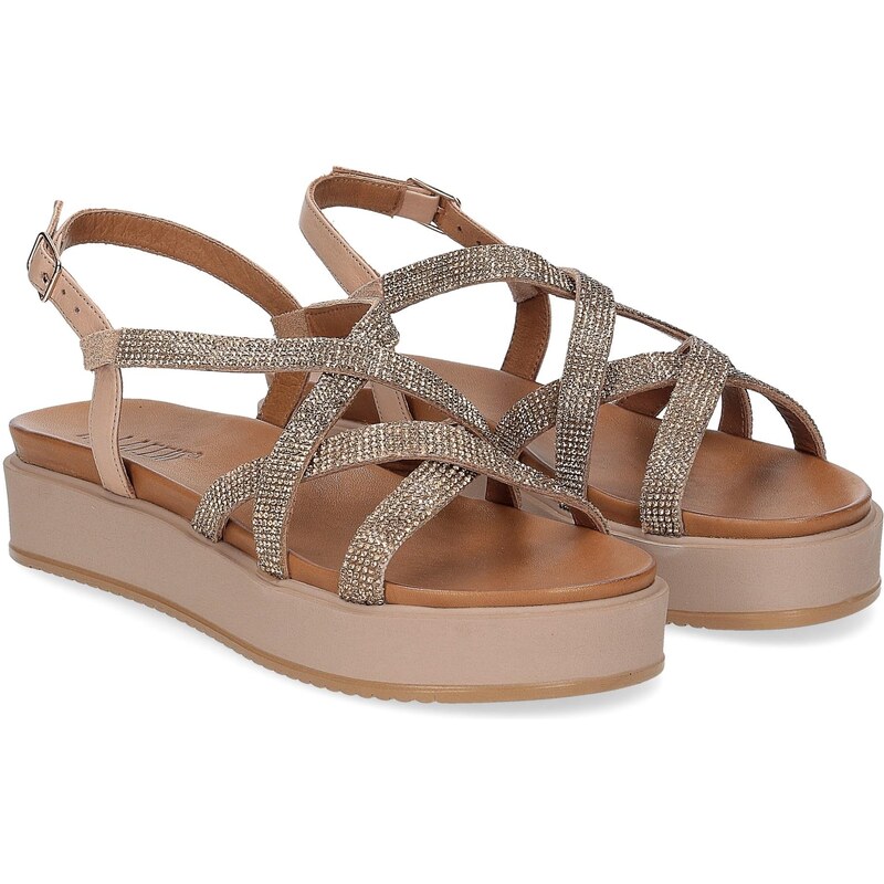 Il Laccio sandalo pelle taupe con pietre - Stileo.it