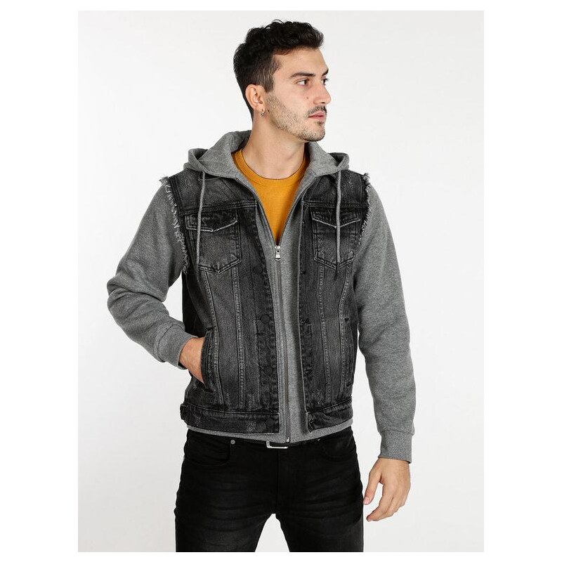 Enos Giacca In Jeans Con Maniche Felpa e Cappuccio Uomo Grigio Taglia M ... Enos Giacca In Jeans Con Maniche Felpa e Cappuccio Uomo Grigio Taglia M ...