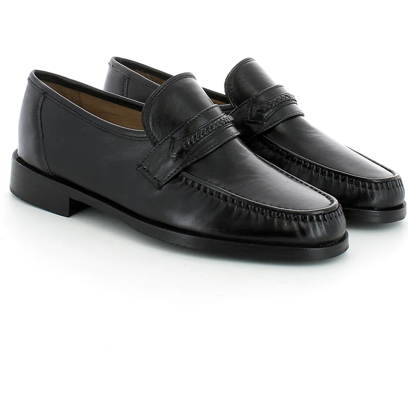 LE COMODONE Mocassino in pelle nera con treccia - Stileo.it