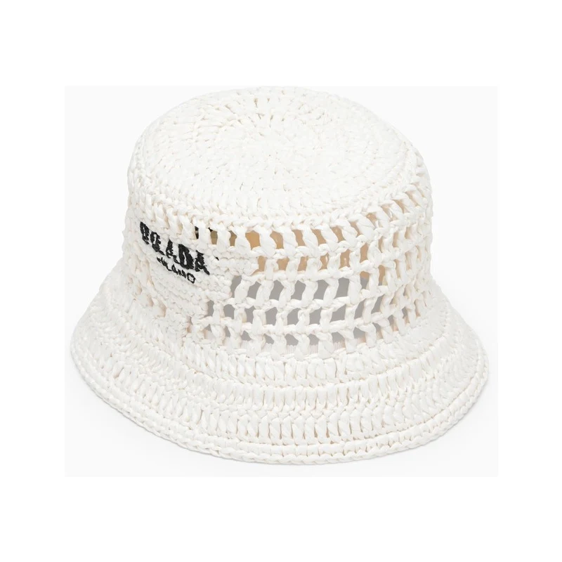 PRADA Cappello bucket in crochet bianco. Donna - Stileo.it