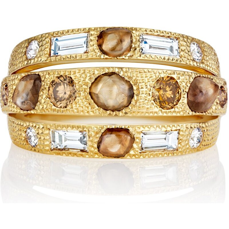 De Beers Jewellers Anello ‘Talisman’ con tripla banda in oro giallo ...