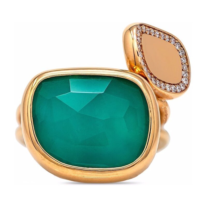 Roberto Coin "Anello Black Jade in oro rosa 18kt con agata verde ...