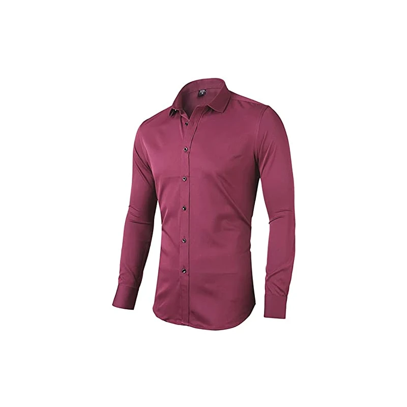 INFLATION Camicia Elastica Uomo, Manica Lunga, Slim Fit, Casual/Formale ...