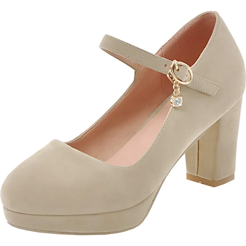 LUXMAX Mary Jane Donna Scarpe con Tacco Largo Decolte Tacco Alto Plateau Decollete Cinturino ...