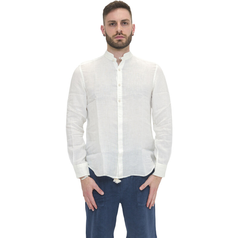 Camicia coreana in lino MC2 Saint Barth - Stileo.it