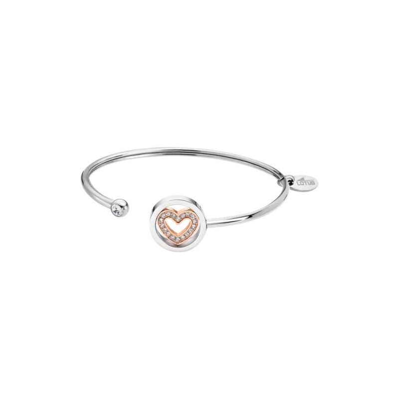 Bracciale donna rigido Lotus style con cuore rosè ls2182-2/2 - Stileo.it