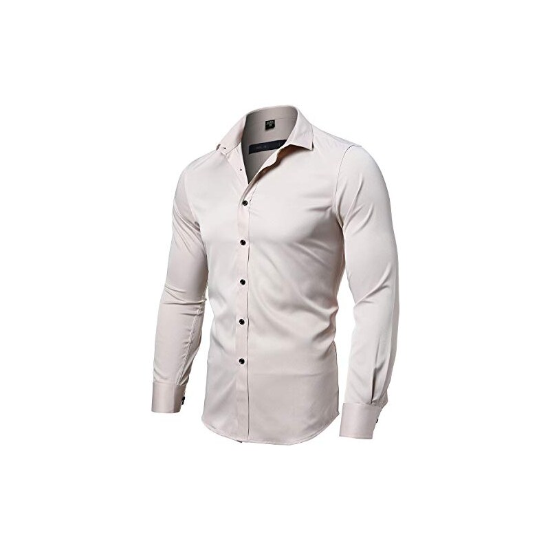INFLATION Camicia Elastica Uomo, Manica Lunga, Slim Fit, Casual/Formale ...