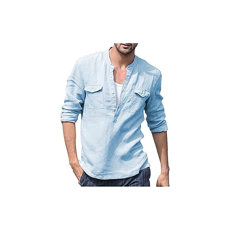 Minetom Camicia da Uomo Manica Corta Camicia Uomo Slim Fit Magliette Uomo Tinta Unita Cotone ...