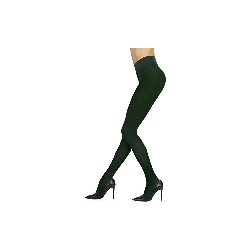 SARAH BORGHI Green Collant 40 Den Donna Coprente Super Opaco con Filati ...