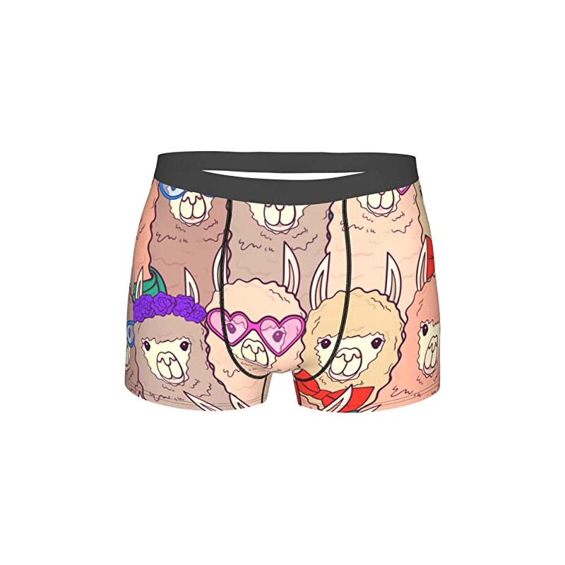 917 Boxer A Pantaloncino da Uomo Cartoon Hipster Alpaca Lama Facce ...