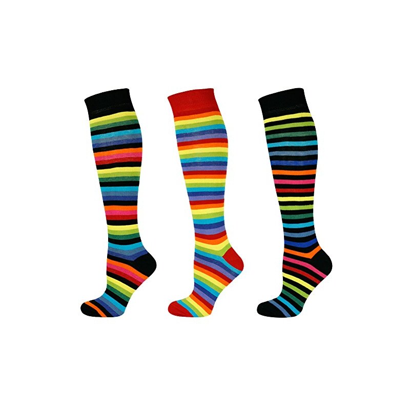 Mysocks Calzini a righe unisex 3 coppie Al ginocchio Arcobaleno Magro ...