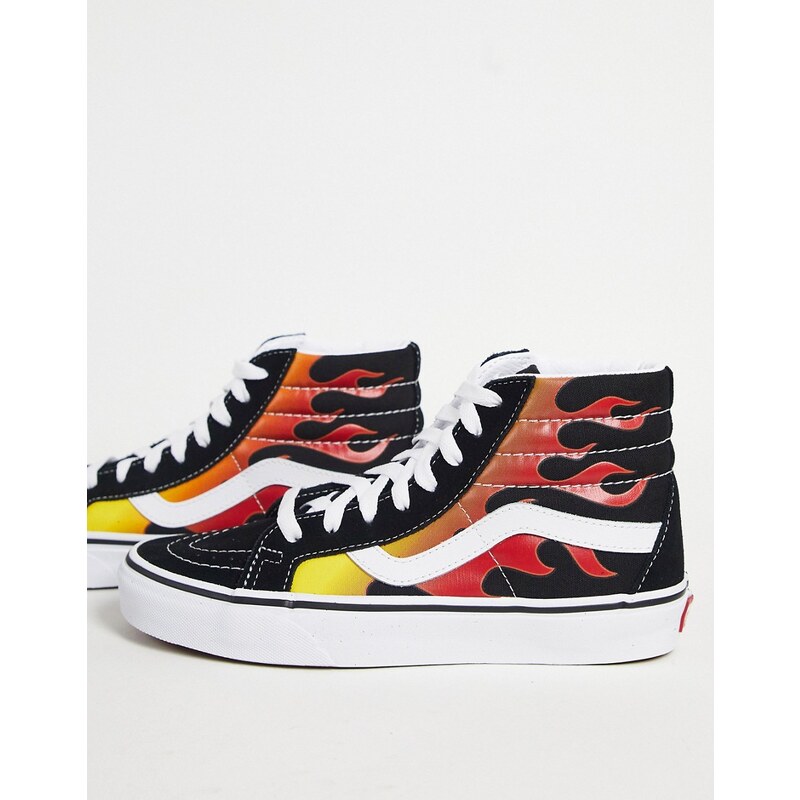 Vans - SK8-Hi Reissue - Sneakers nere con fiamme-Nero - Stileo.it