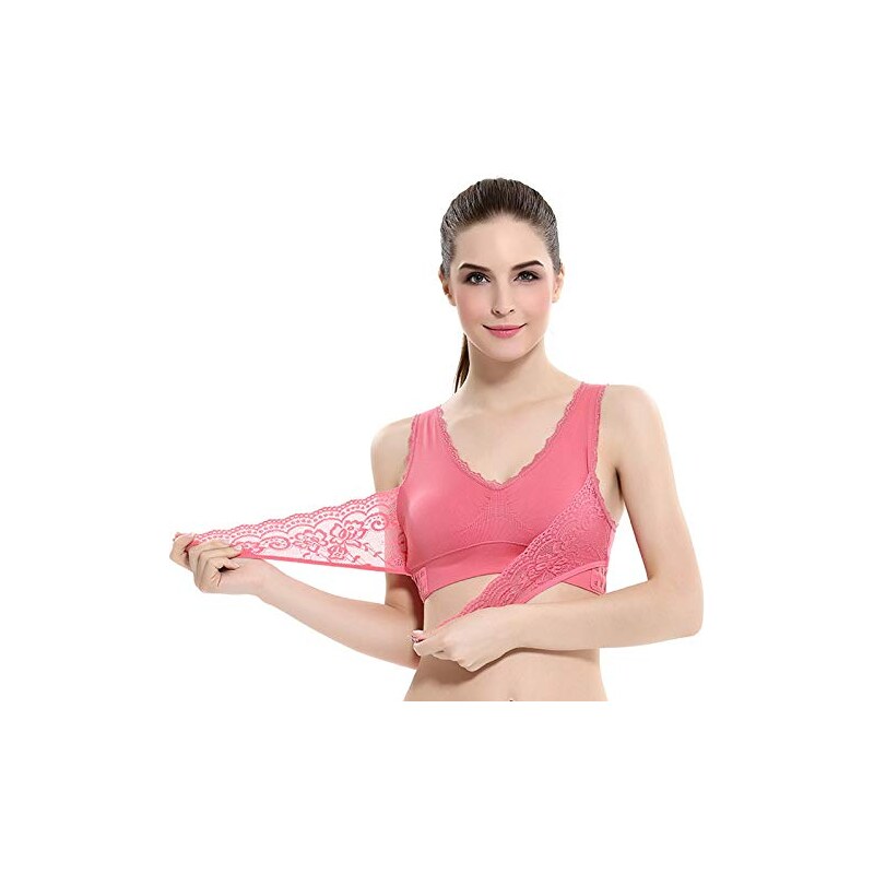 Minetom Donna Reggiseno Apertura Frontale Push Up Morbido Pizzo Con