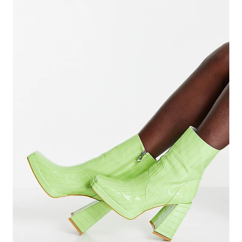 Raid Wide Fit - Silonna - Stivali con tacco e plateau color lime-Verde ...