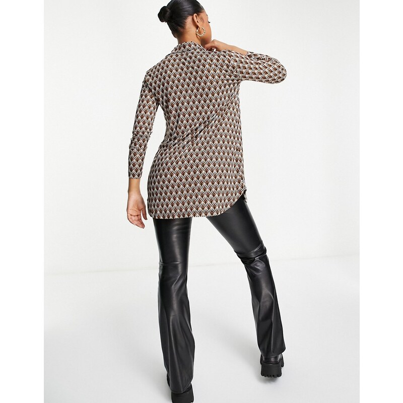 Stradivarius - Camicia con stampa fantasia geometrica-Multicolore ...