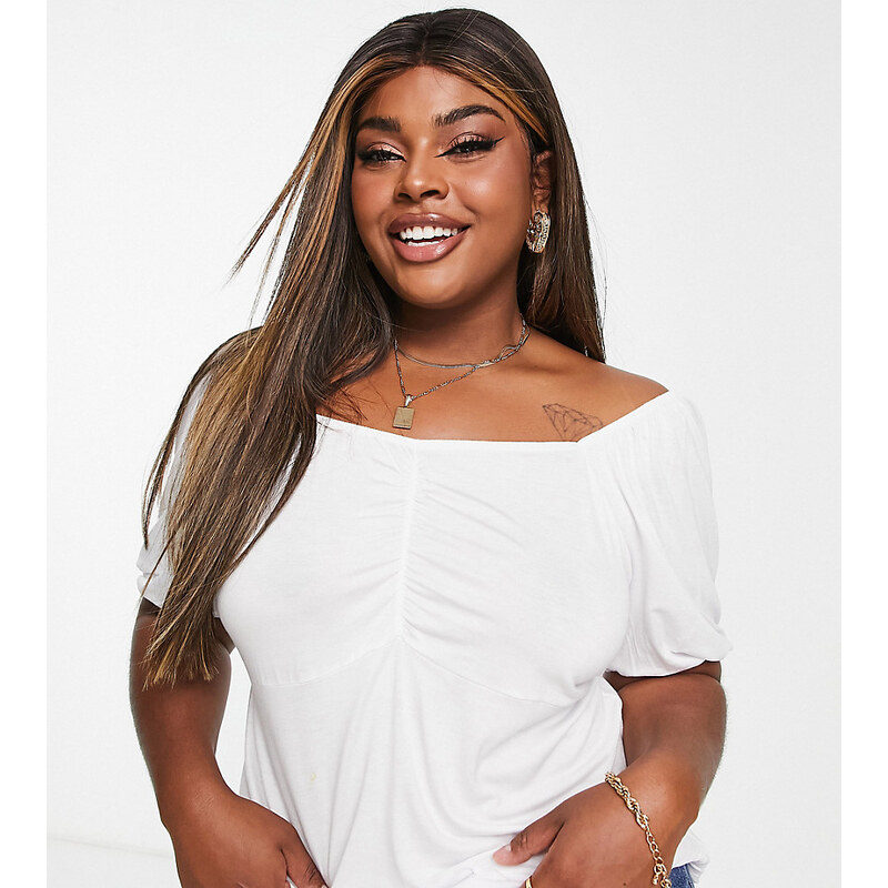 Esclusiva Yours - Top bianco con maniche a sbuffo - Stileo.it