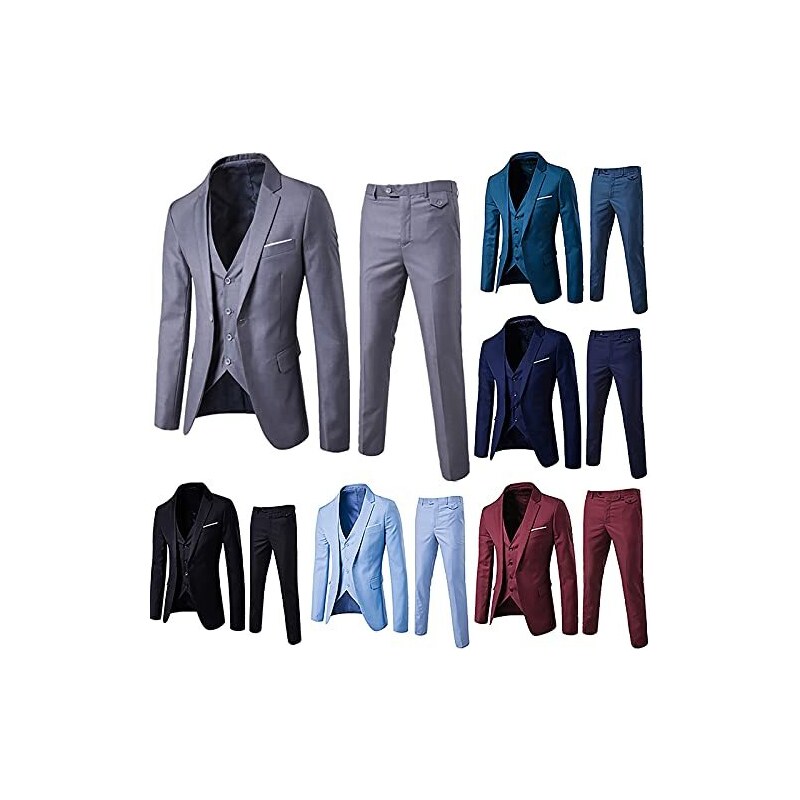 LJHH Abito Uomo Elegante Completo in 3 Pezzi Giacca Uomo Elegante ...