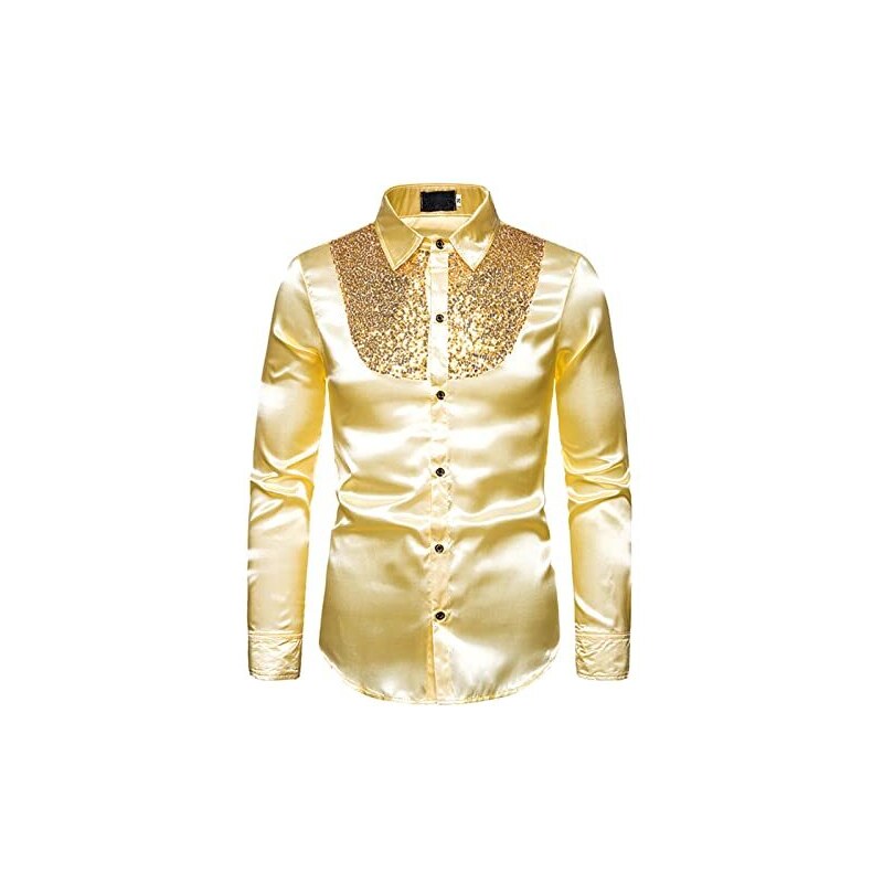 Dubute Camicia da uomo con paillettes lucide Abito da uomo di lusso ...