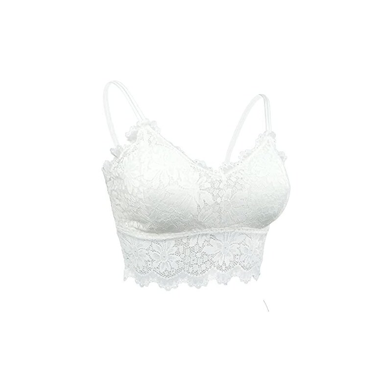 Visyaa Donna Pizzo Reggiseno V Collo Bralette Imbottito Senza Staffa ...