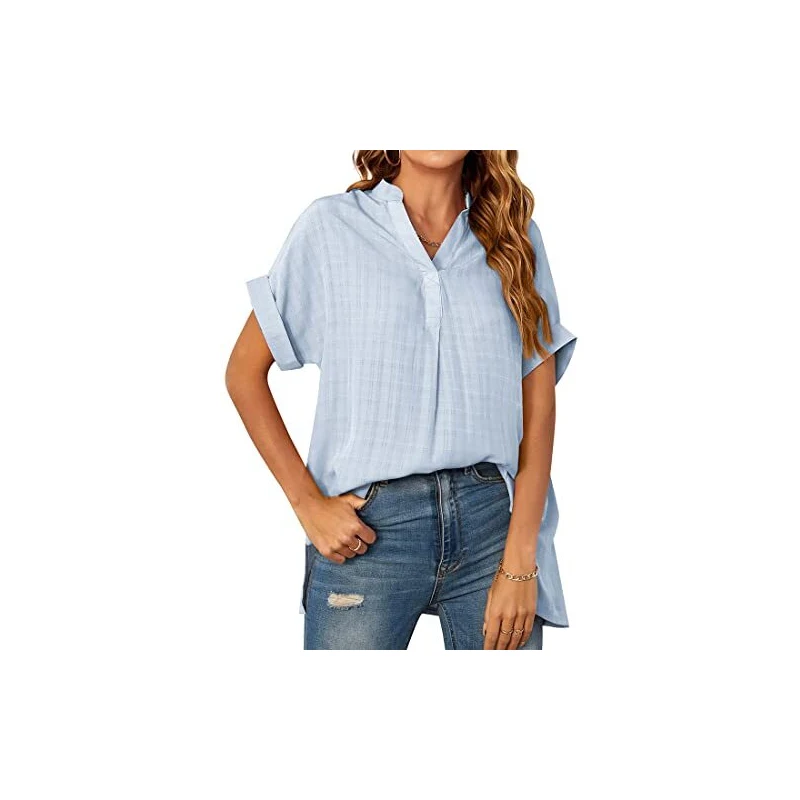WINKEEY Camicie estive da Donna Eleganti Bluse da Donna con Scollo a V ...