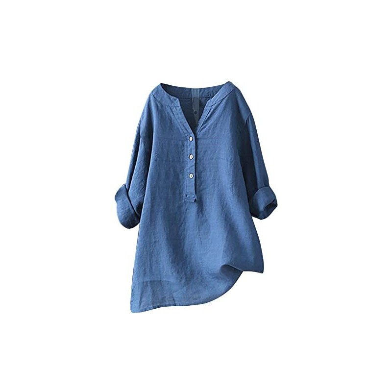YJLX Camicetta da donna in lino bianco medievale: camicette in lino, da ...