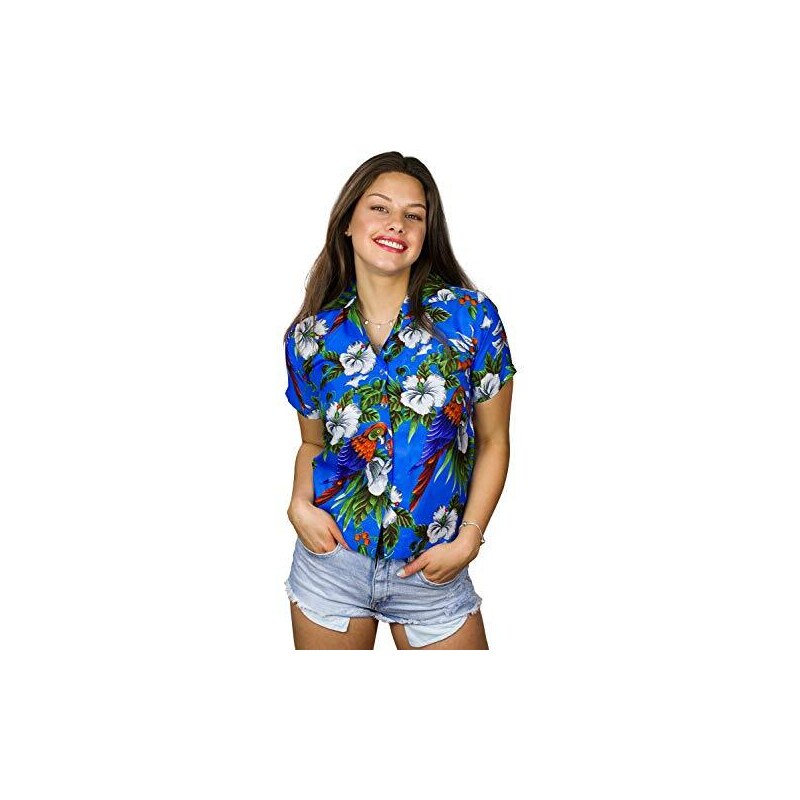 King Kameha Funky - Camicia hawaiana da donna, a maniche corte, con ...